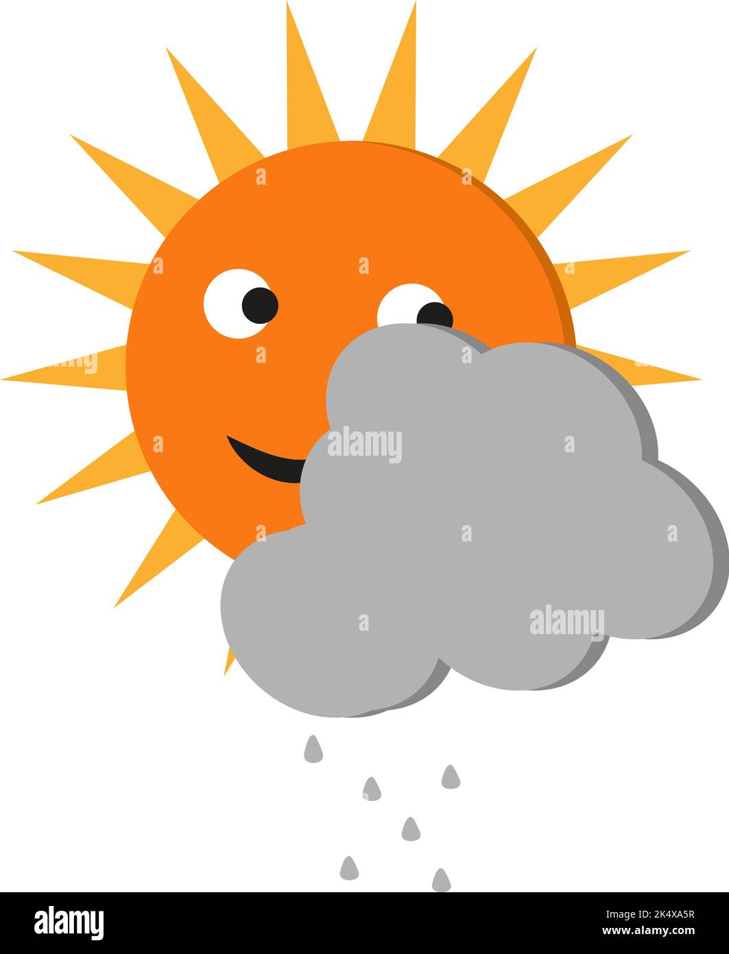 Sunny with rain, illustration, vector on a white background Stock ...