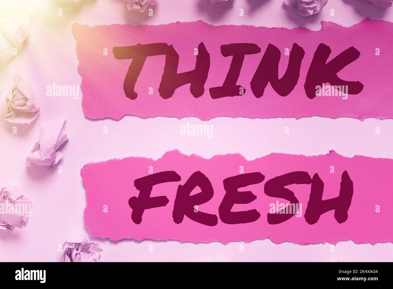 Conceptual caption Think Fresh. Word Written on a new perspective of ...
