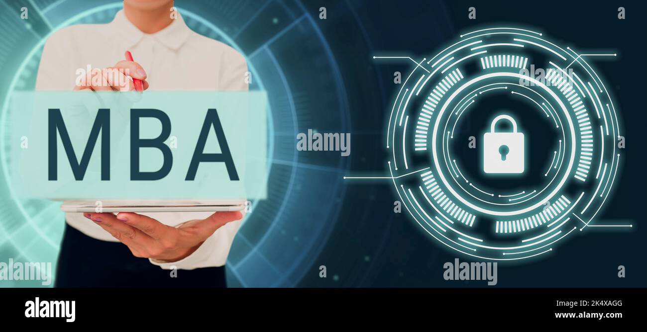 Hand writing sign Mba. Business idea designed to develop the skills for ...