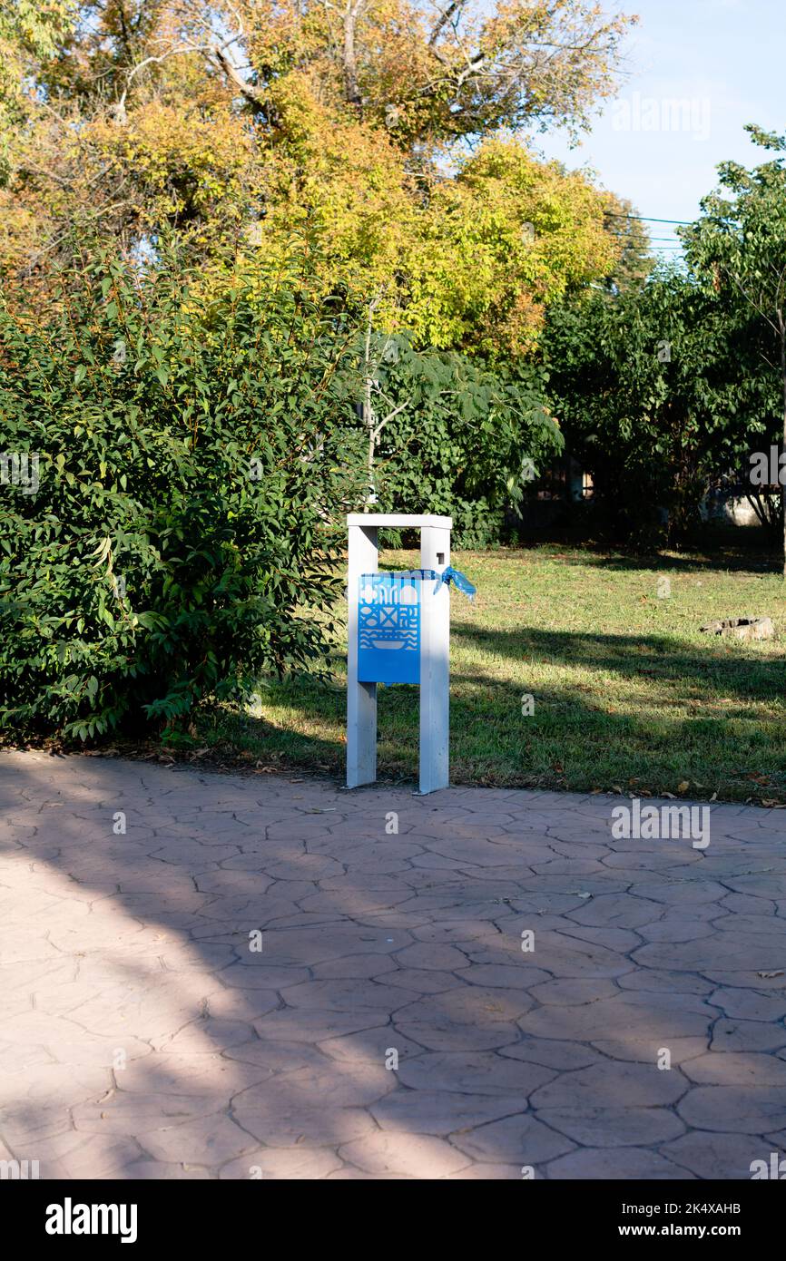 Outdoor metal rubbish bin - the concept of environment preservation ...