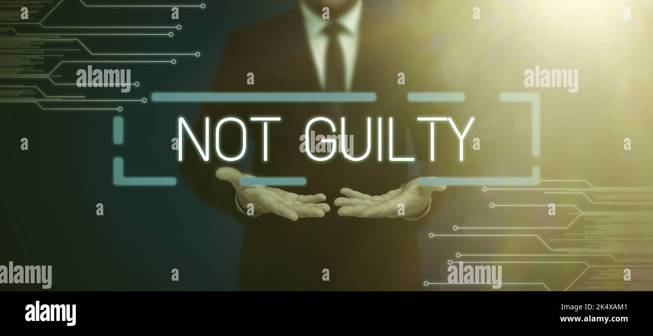 Sign displaying Not Guilty. Conceptual photo someone is innocent didnt ...