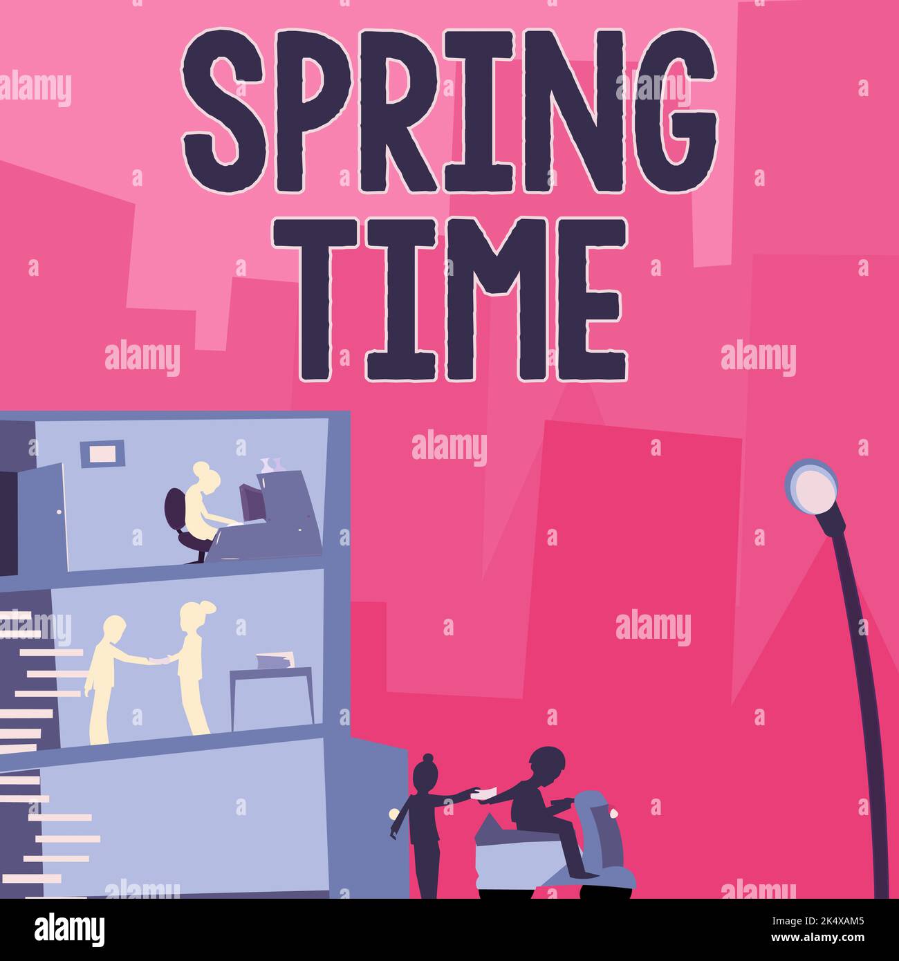 Hand writing sign Spring Time. Business overview temperate season of ...