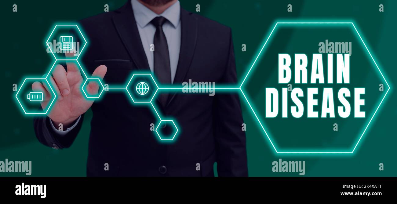 Conceptual display Brain Disease. Concept meaning a neurological ...