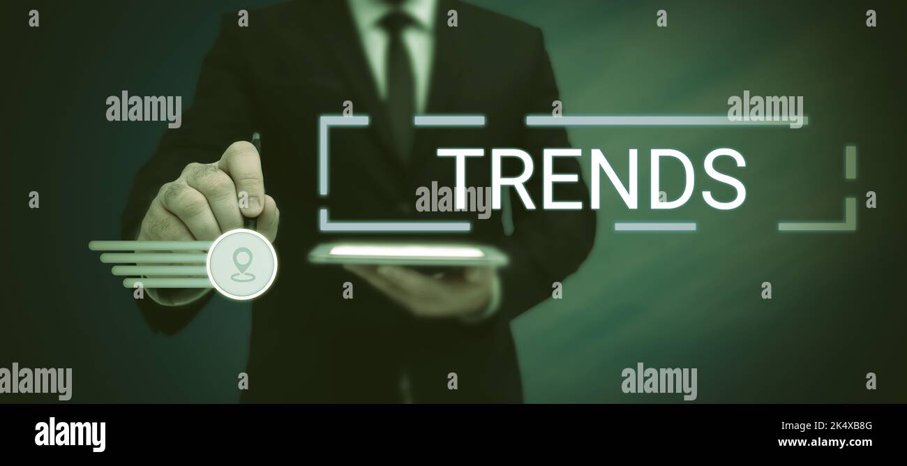 Handwriting text Trends. Internet Concept general tendency of data ...