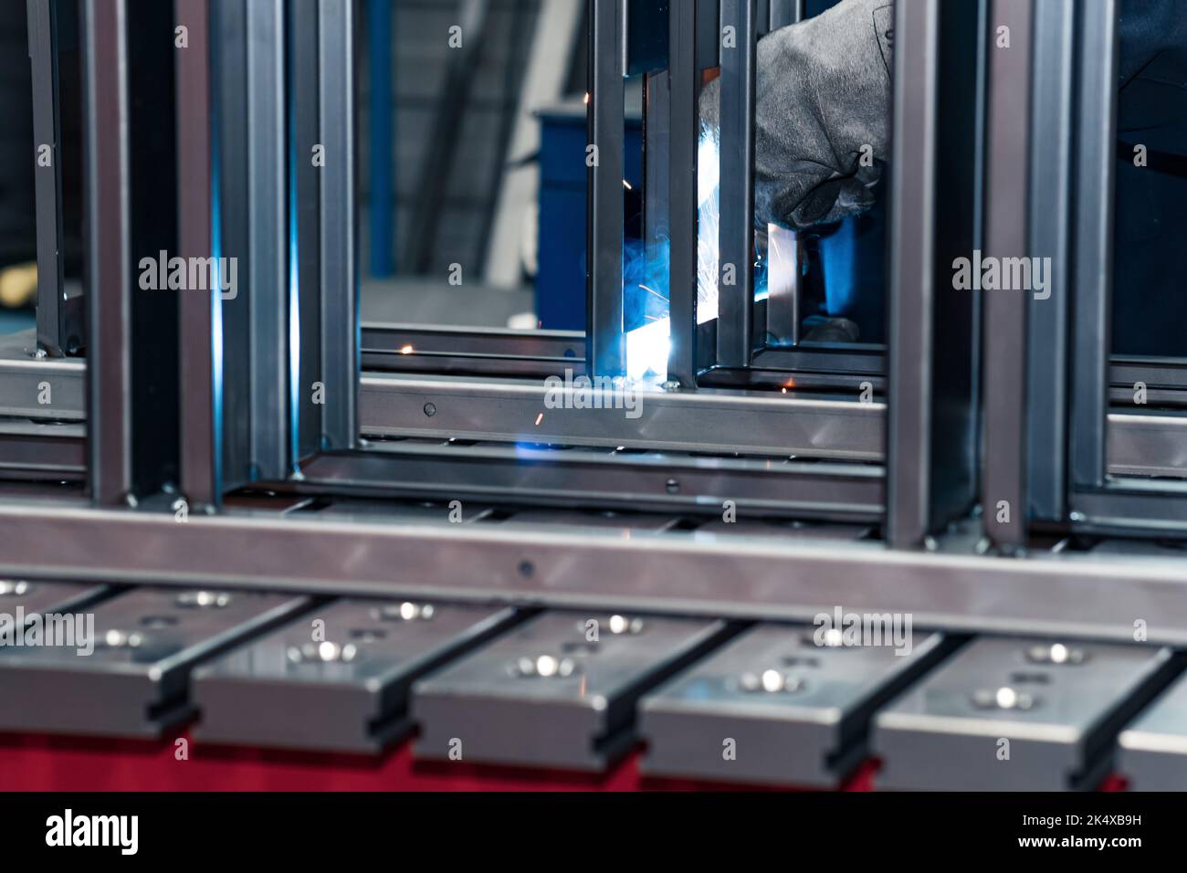 welding of metal structures on the welding table Stock Photo - Alamy