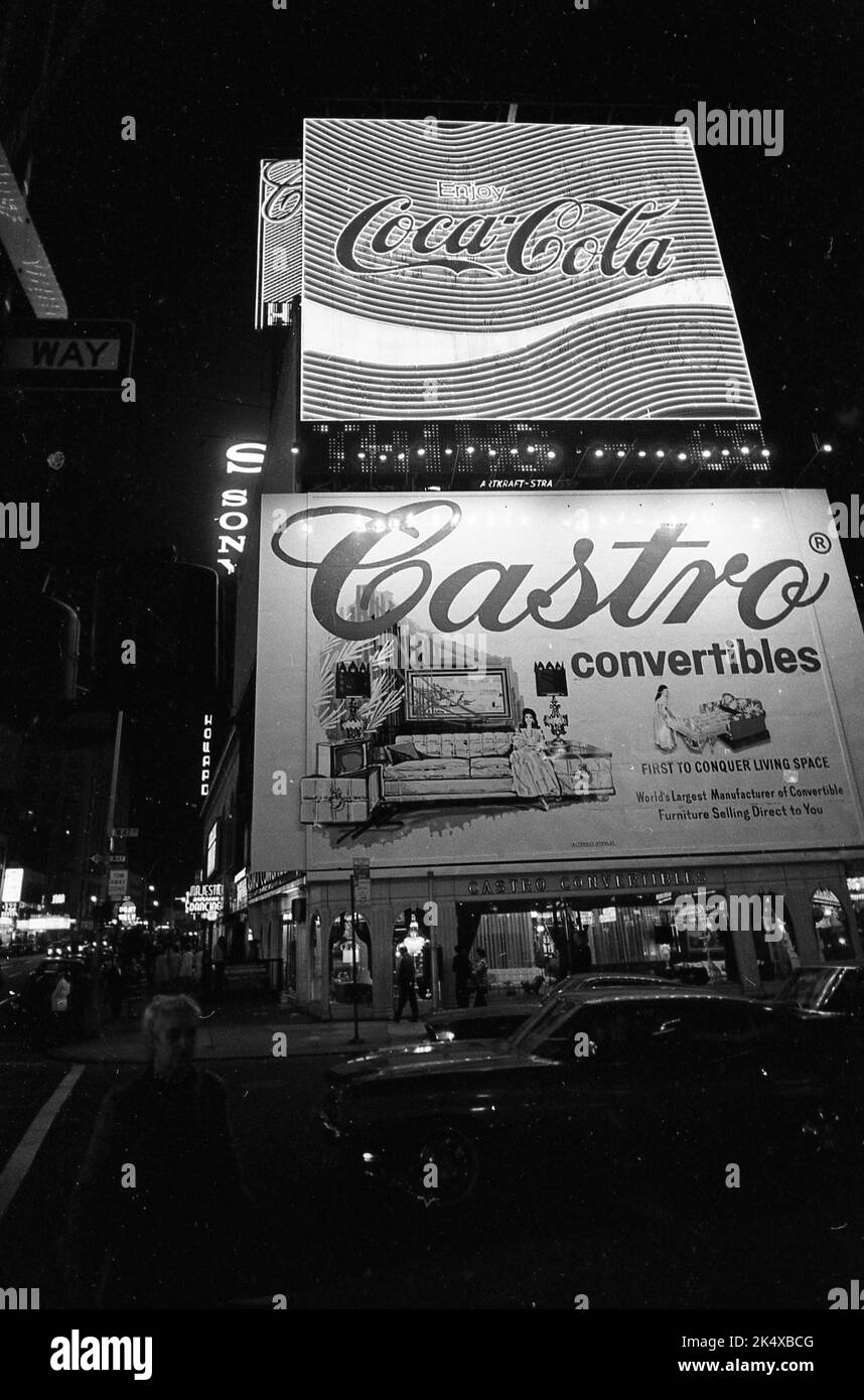 New York City street scene, neon signs, USA Stock Photo - Alamy