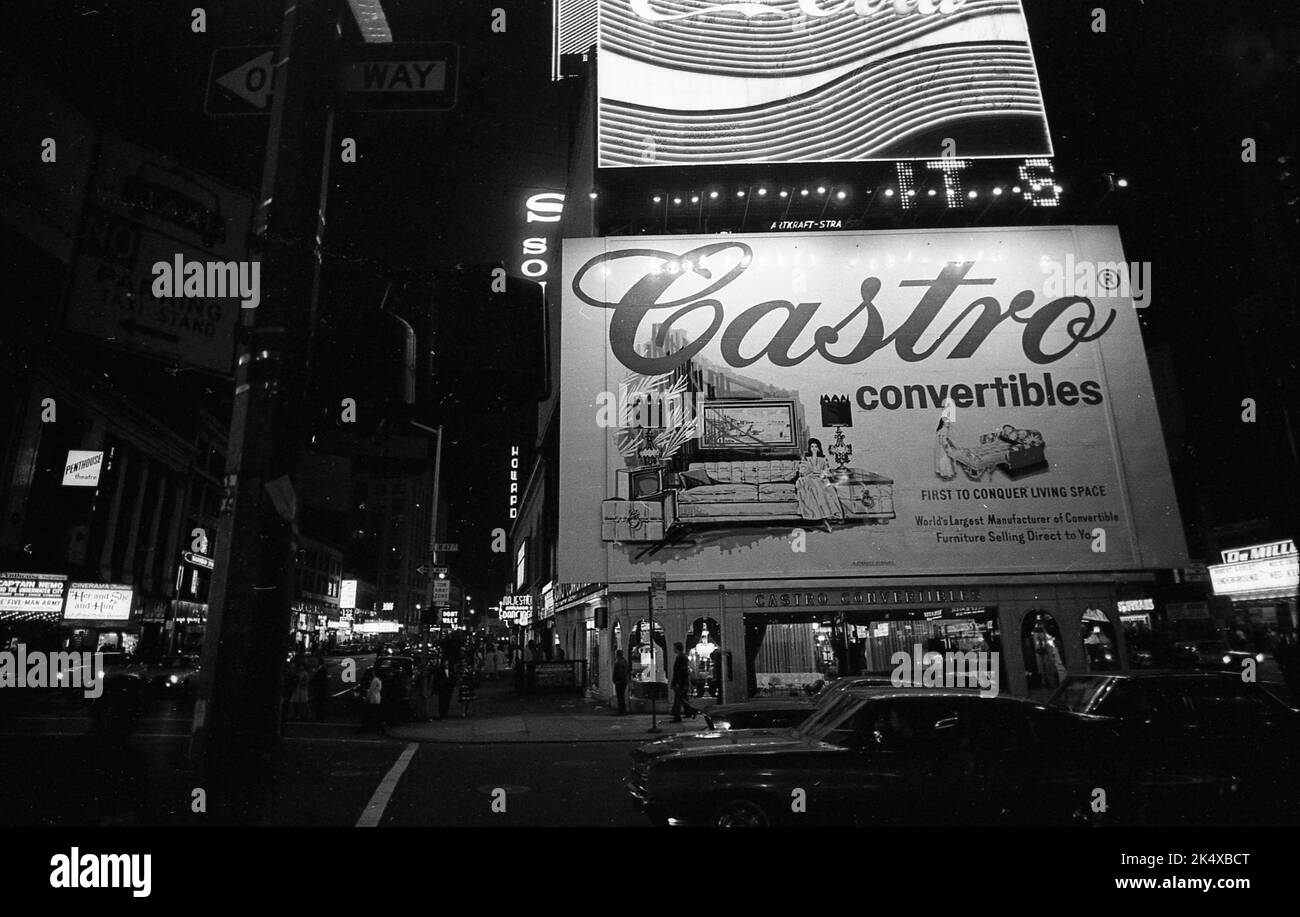 New York City street scene, neon signs, USA Stock Photo - Alamy