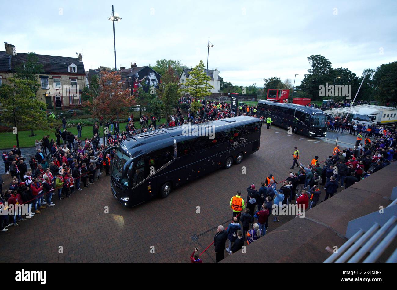 The Rangers team bus arrives for the UEFA Champions League, Group A ...
