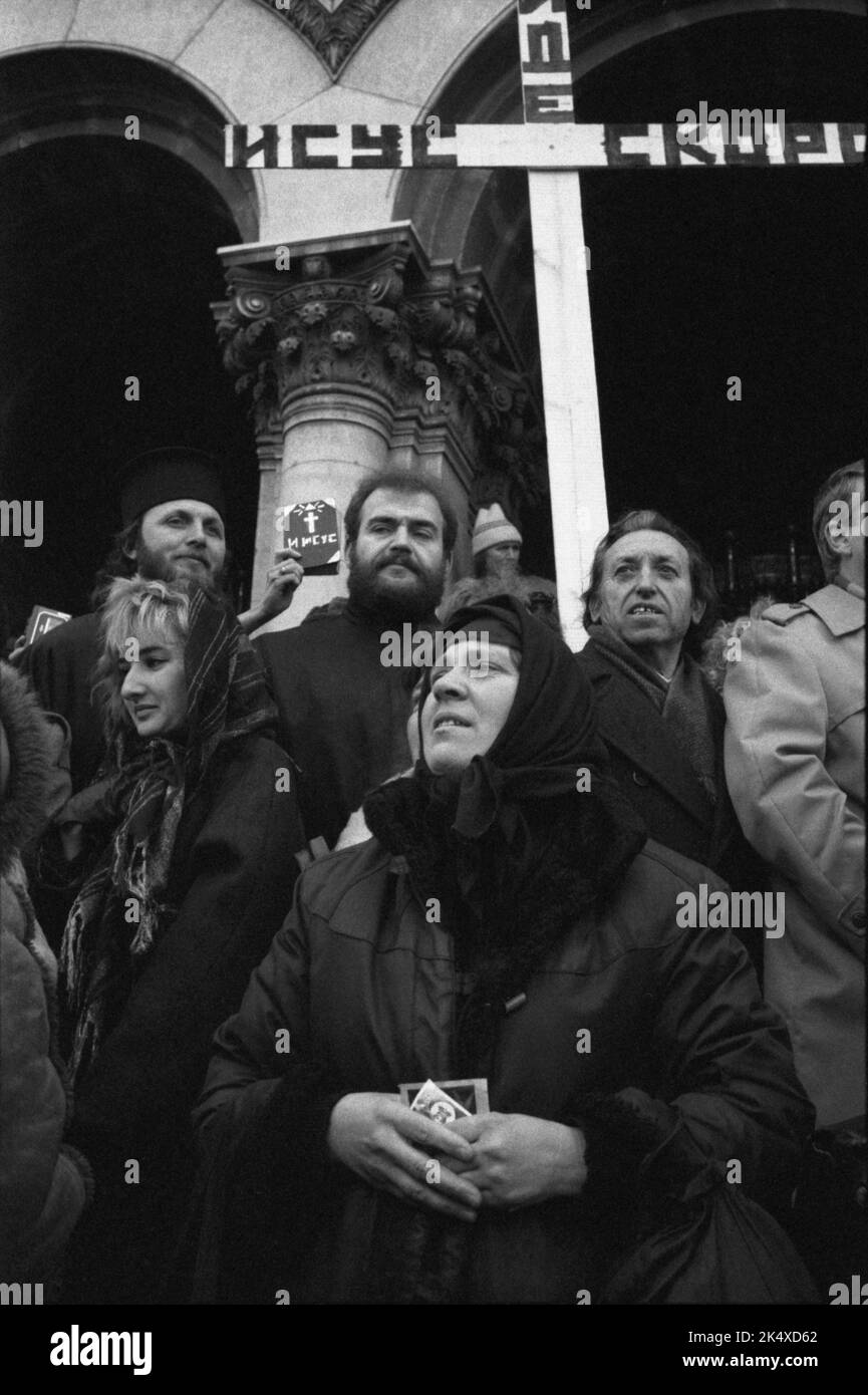 Rally of the Democratic Front, St. Alexander Nevsky Sq., Sofia, Bulgaria. The second opposition ...
