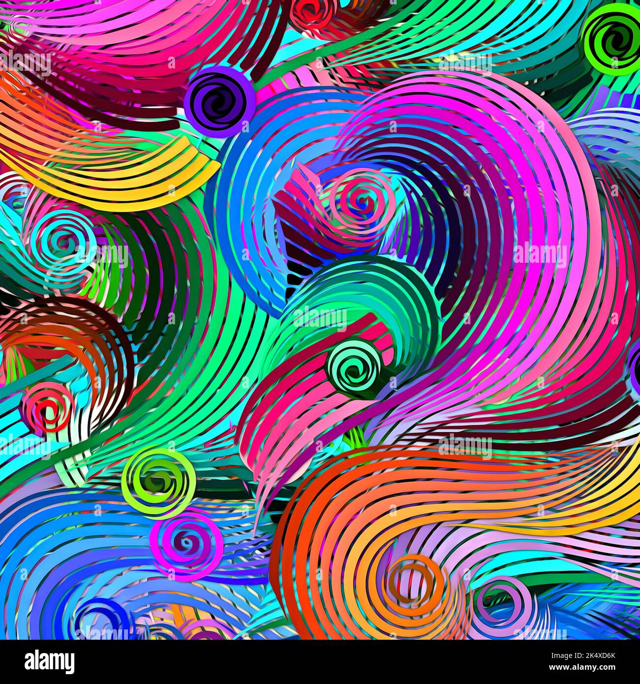 abstract illustration art color psychedelic fractal wavy spiral lines ...