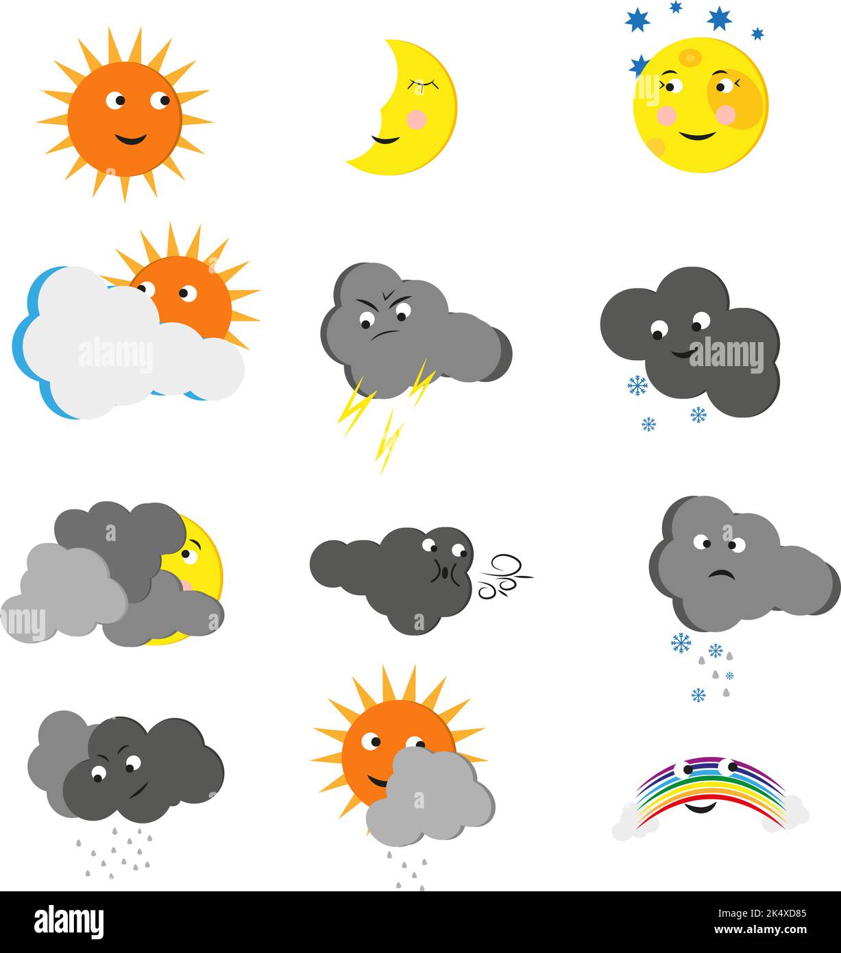 Weather icon set, illustration, vector on a white background Stock ...