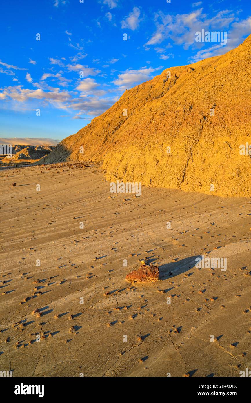 A hillside of bentonite clay slowly eroding in the badlands of Dinosaur ...