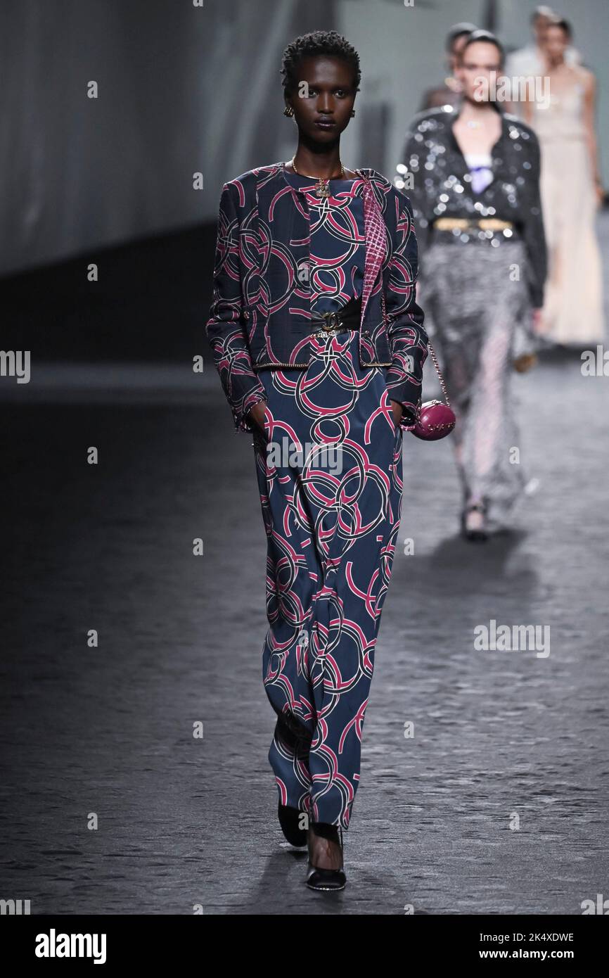 Model Amar Akway walks on the runway at the Chanel fashion show during ...