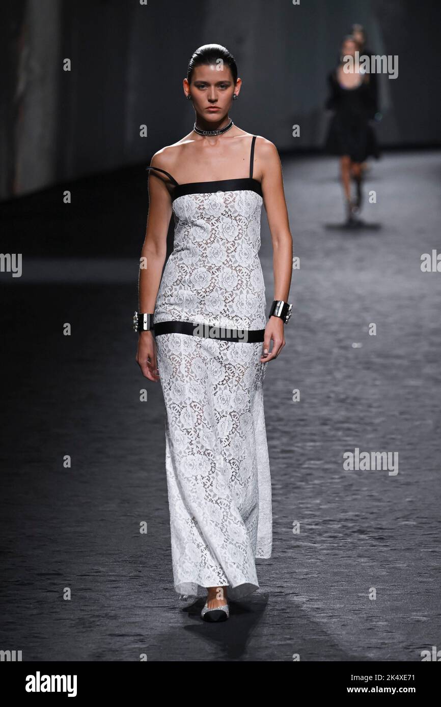 Model Vivienne Rohner walks on the runway at the Chanel fashion show ...
