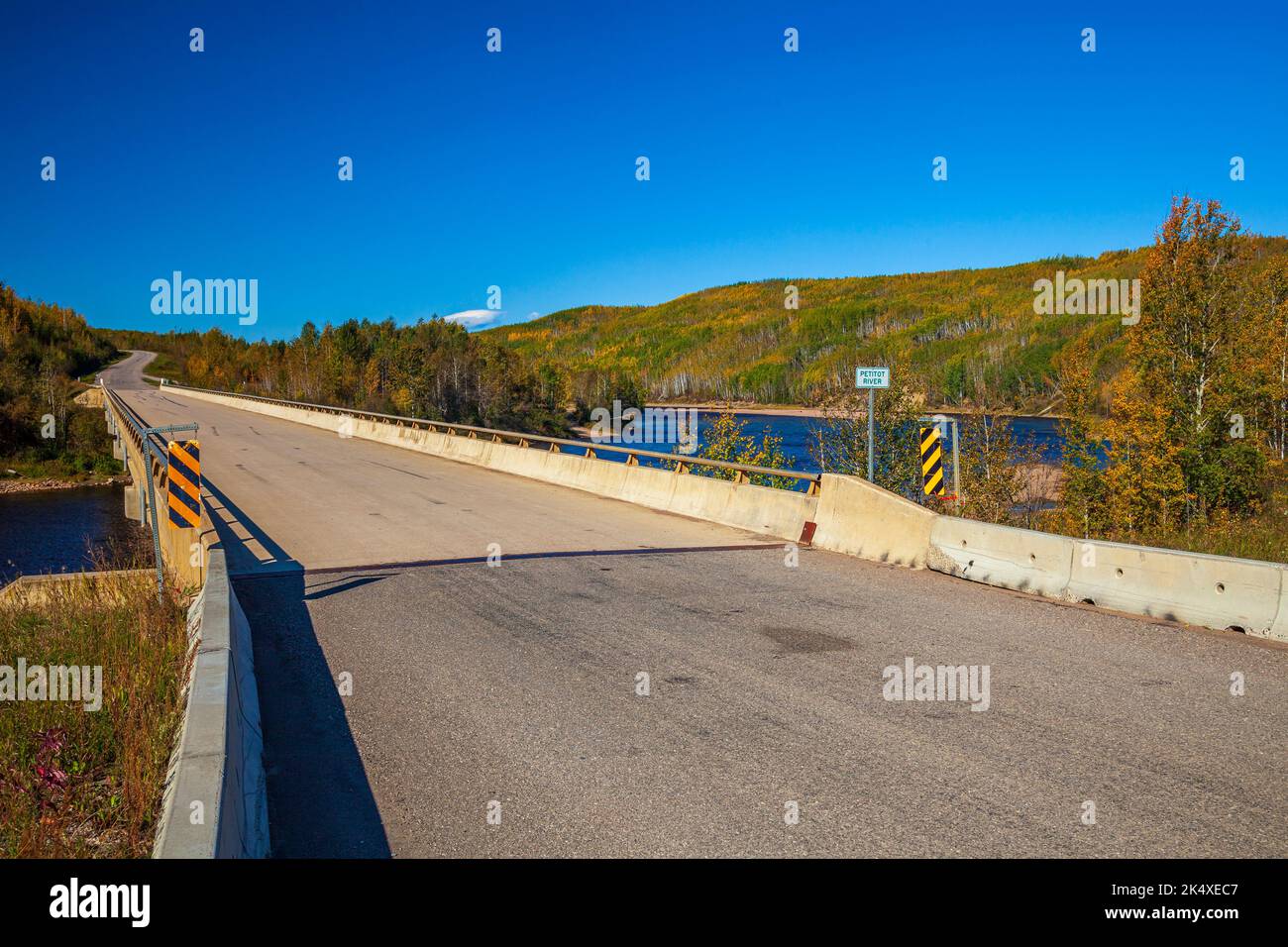 The bridge crossing the Petitot River heading south on BC Highway 77 ...