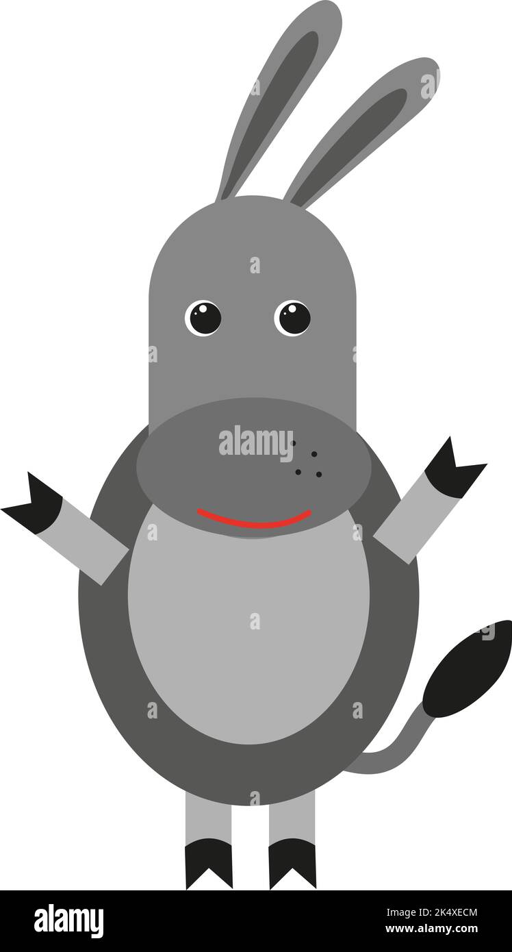 Grey donkey, illustration, vector on a white background Stock Vector ...