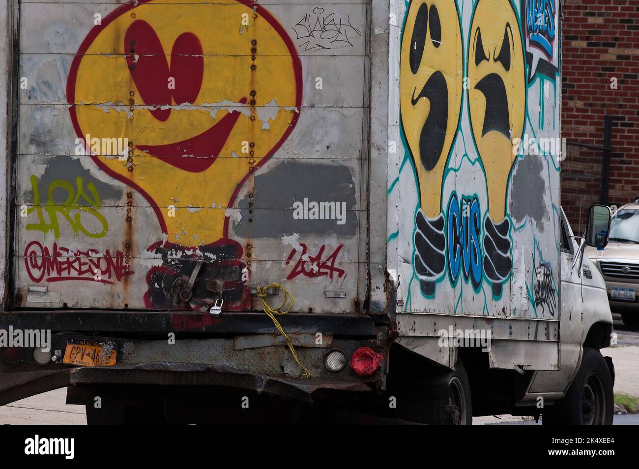 Truck graffiti face Stock Photo - Alamy
