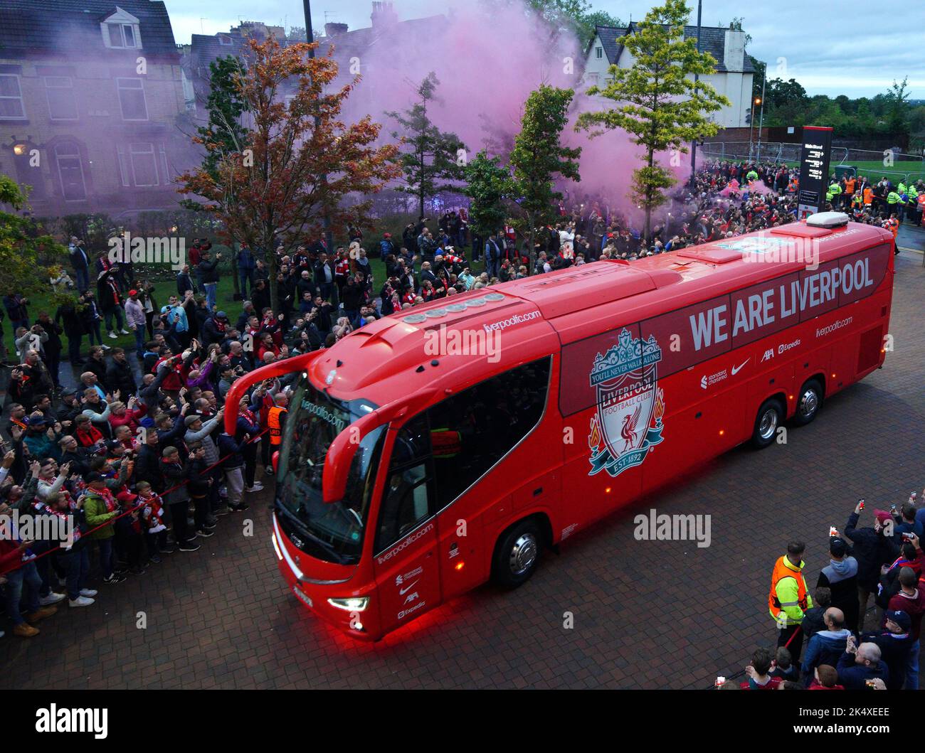The Liverpool team bus arrives for the UEFA Champions League, Group A ...