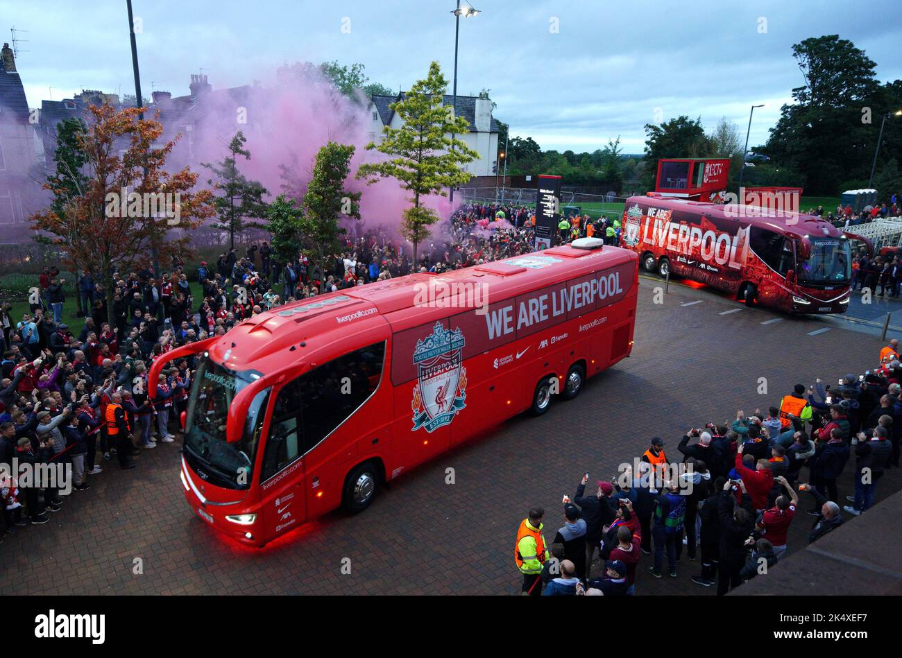 The Liverpool team bus arrives for the UEFA Champions League, Group A ...