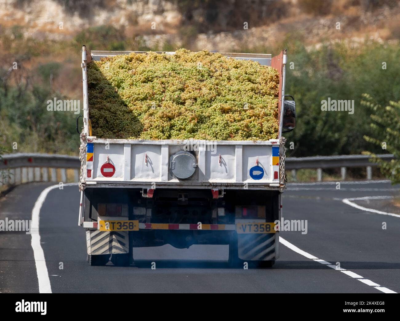 A lorry transporting grapes in the Limassol district, Cyprus Stock ...