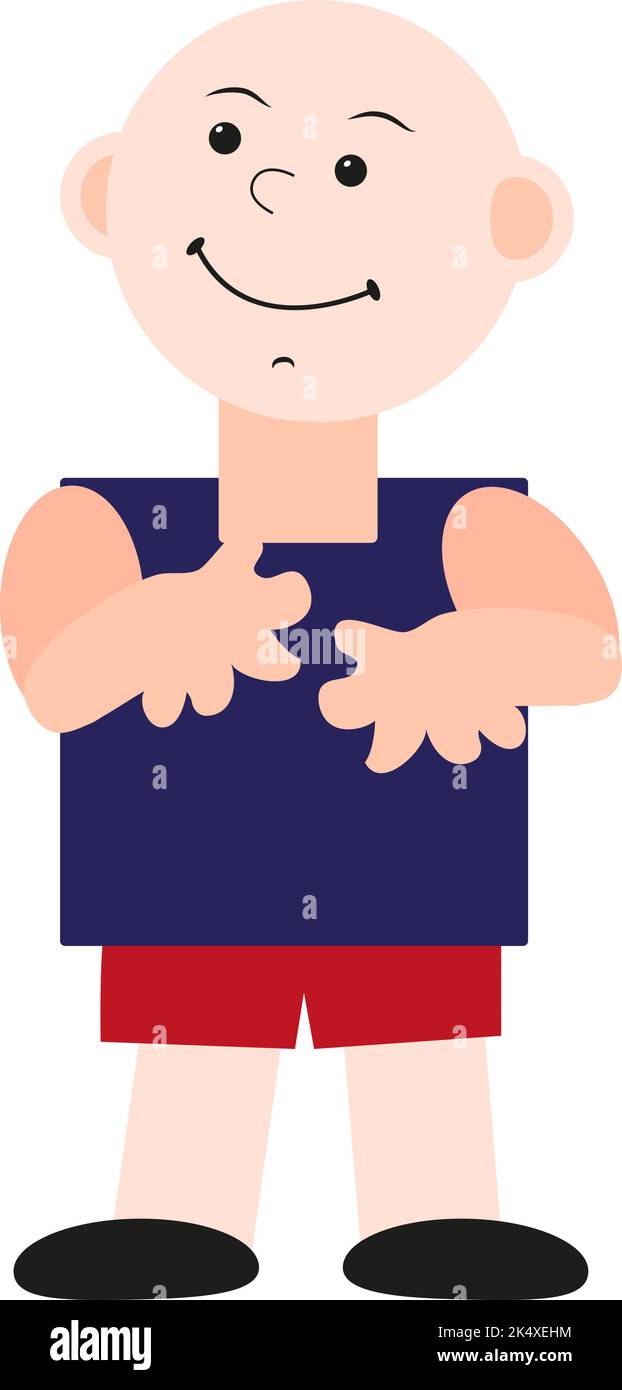 Boy with shaved head, illustration, vector on a white background Stock ...