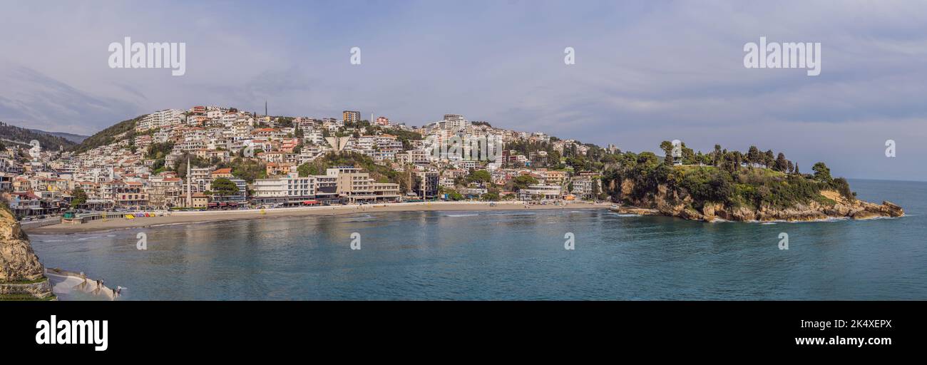 Amazing view on Ulcinj town in Montenegro. Clock Tower of Ulcinj Sahat ...