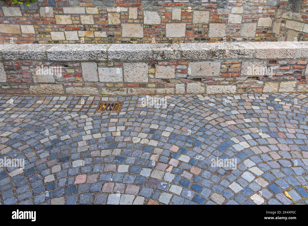 Cobblestones Pavement and Stone Wall at Fortress in Budapest Stock ...