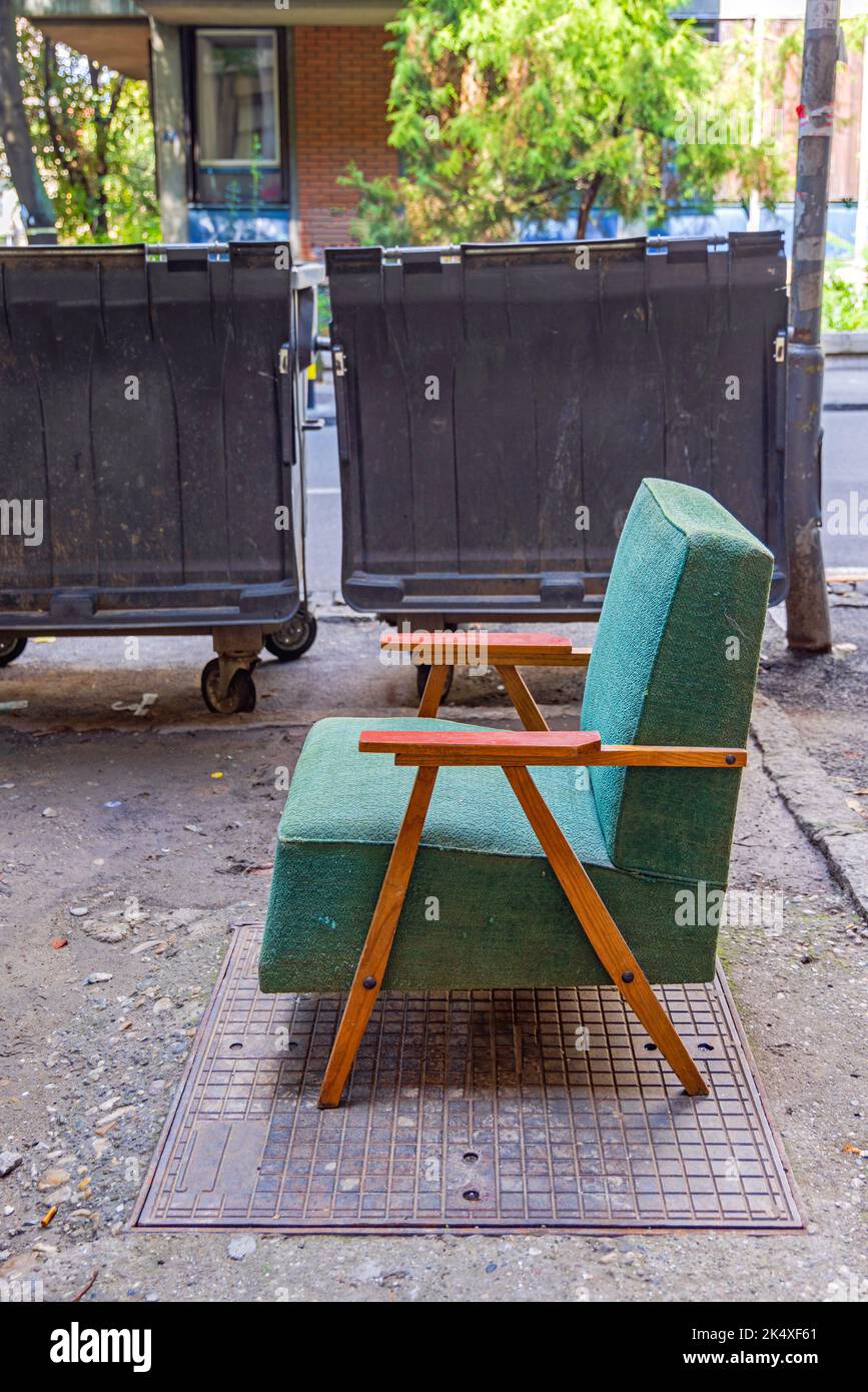 One Mid Century Modern Green Armchair Rejected Furniture Stock Photo ...