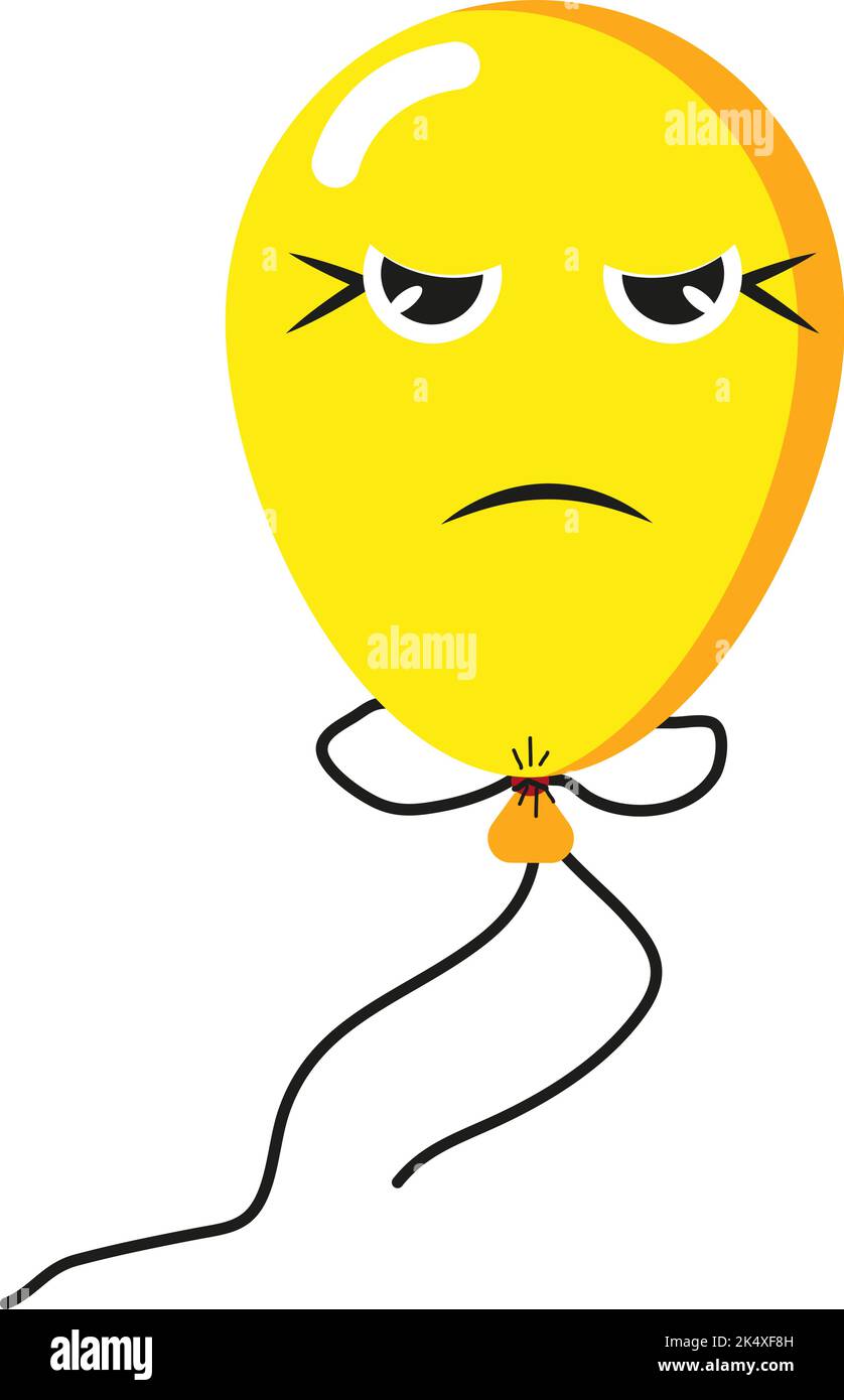 Angry yellow balloon, illustration, vector on a white background Stock ...