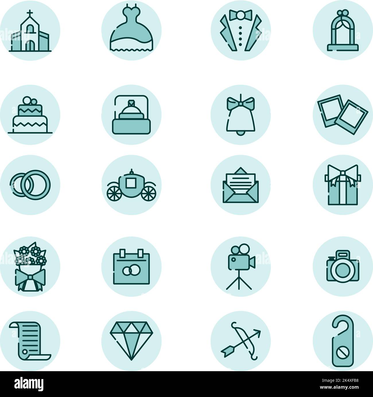 Wedding icon set, illustration, vector on a white background Stock ...