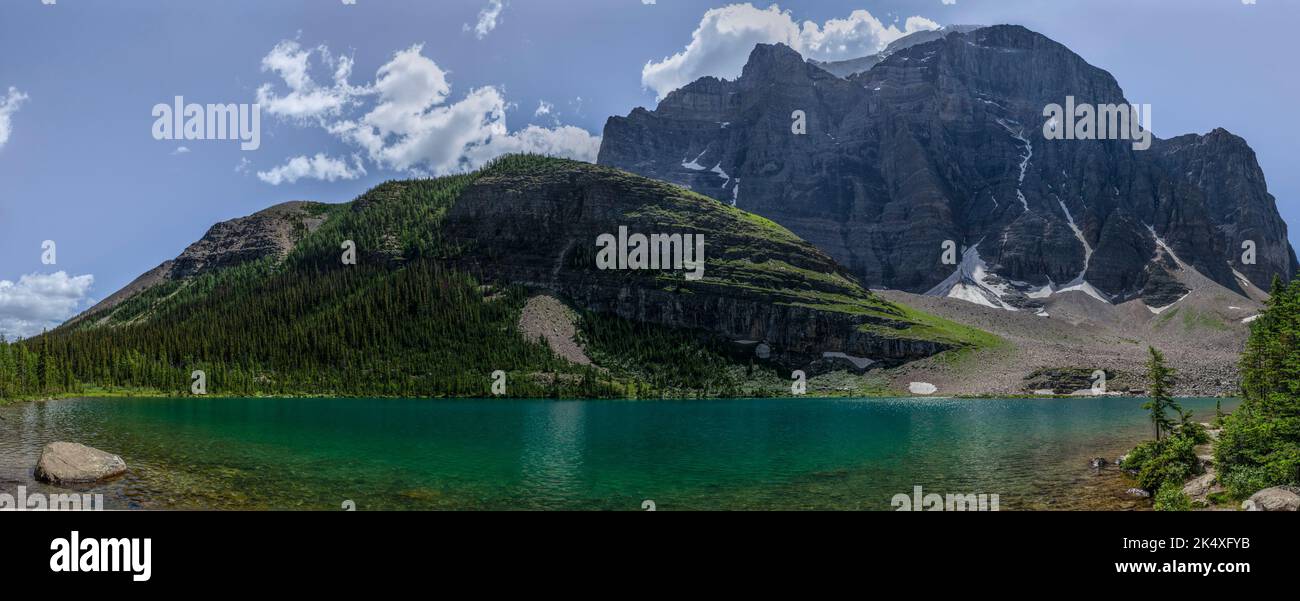 Hiking to Lake Annette in Banff National Park, passing forests and ...