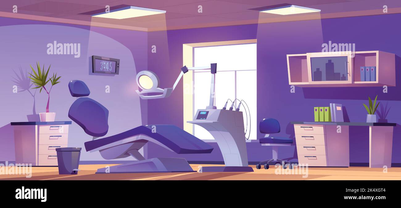 Empty dentist cabinet in clinic or hospital. Stomatologic room interior ...