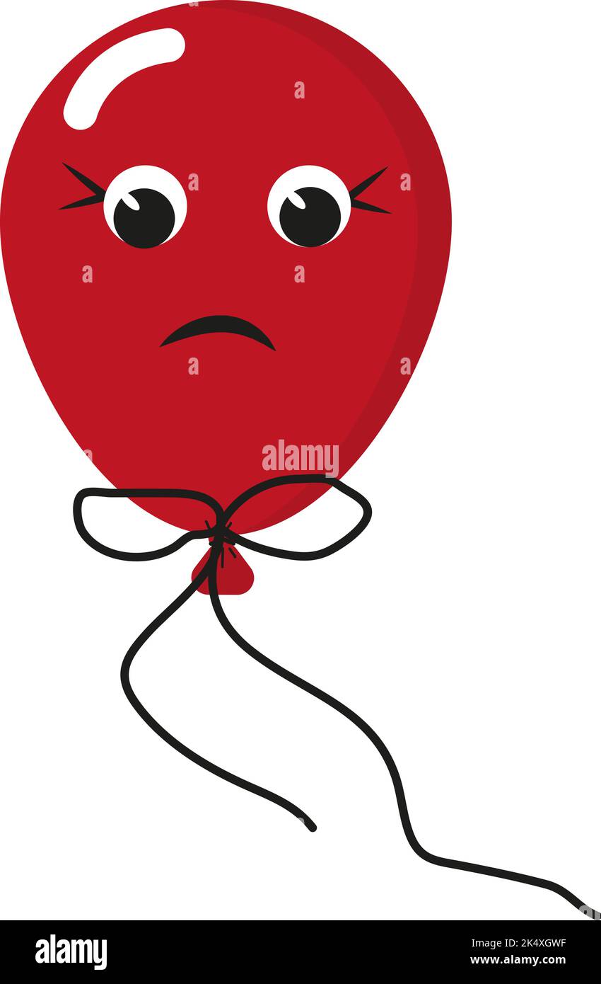 Distressed red balloon, illustration, vector on a white background ...
