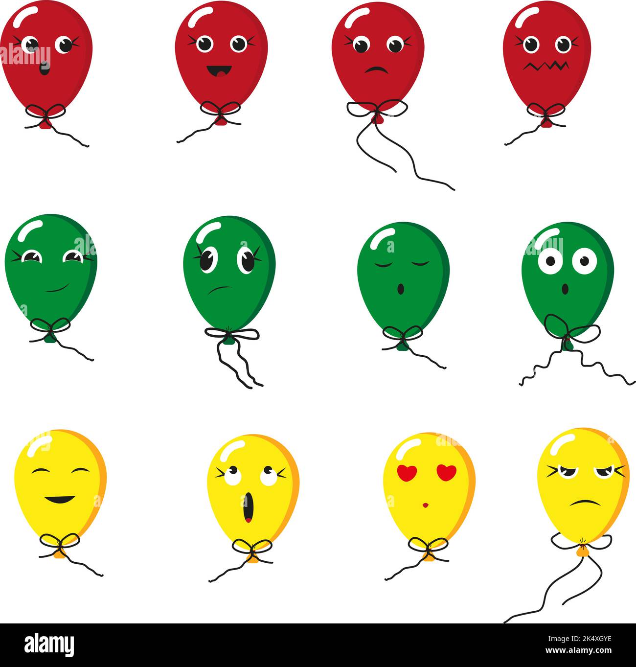Emotional balloons, illustration, vector on a white background Stock ...