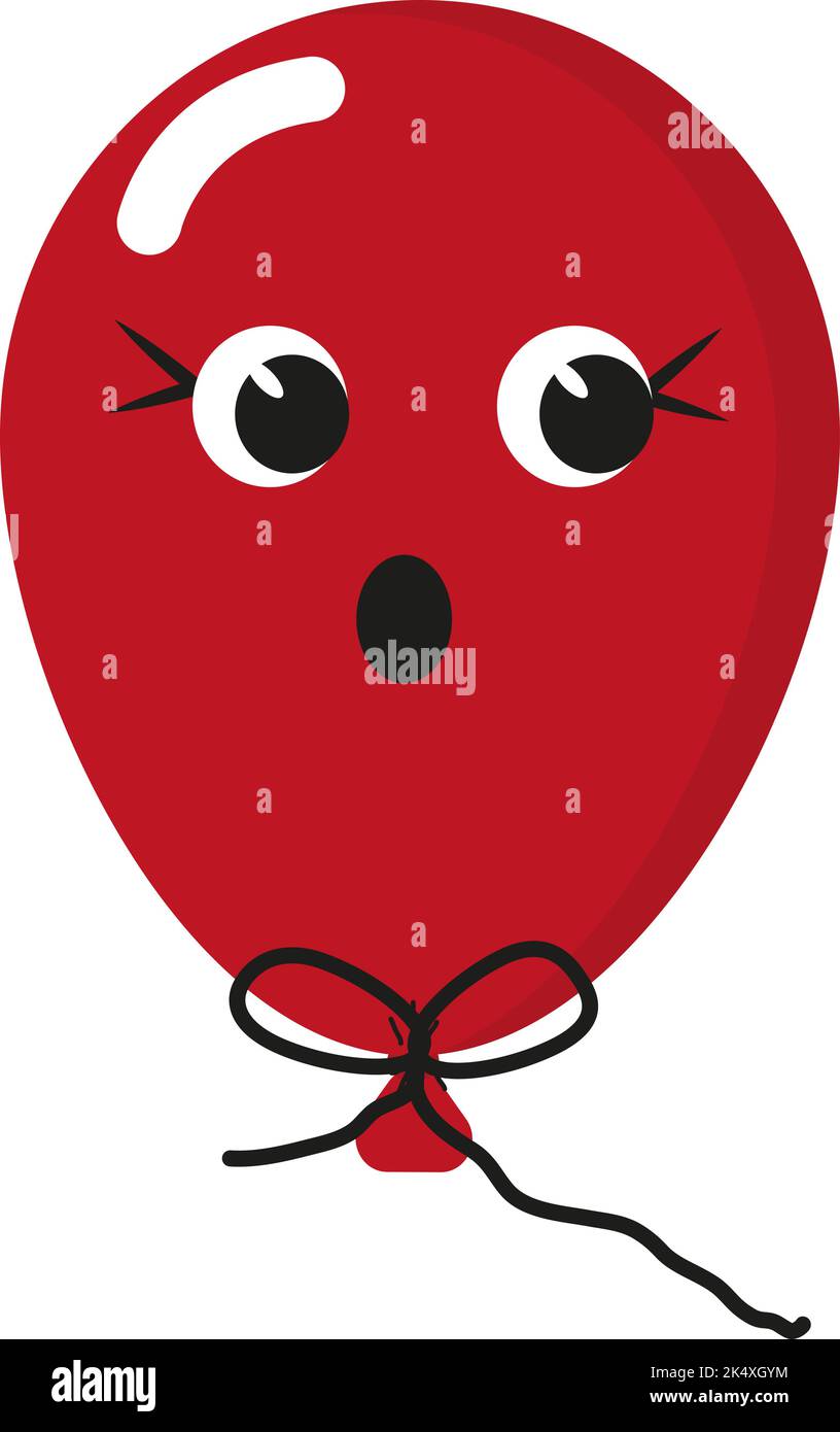 Surprised red balloon, illustration, vector on a white background Stock ...
