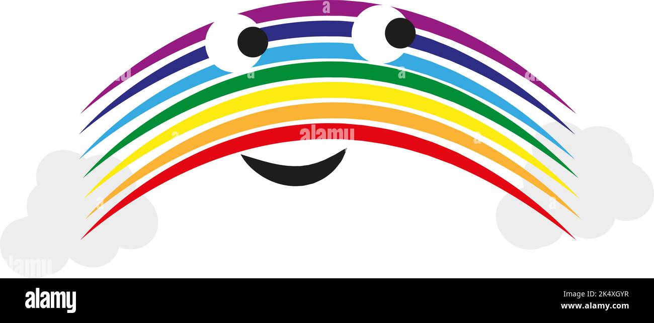 Happy rainbow, illustration, vector on a white background Stock Vector ...
