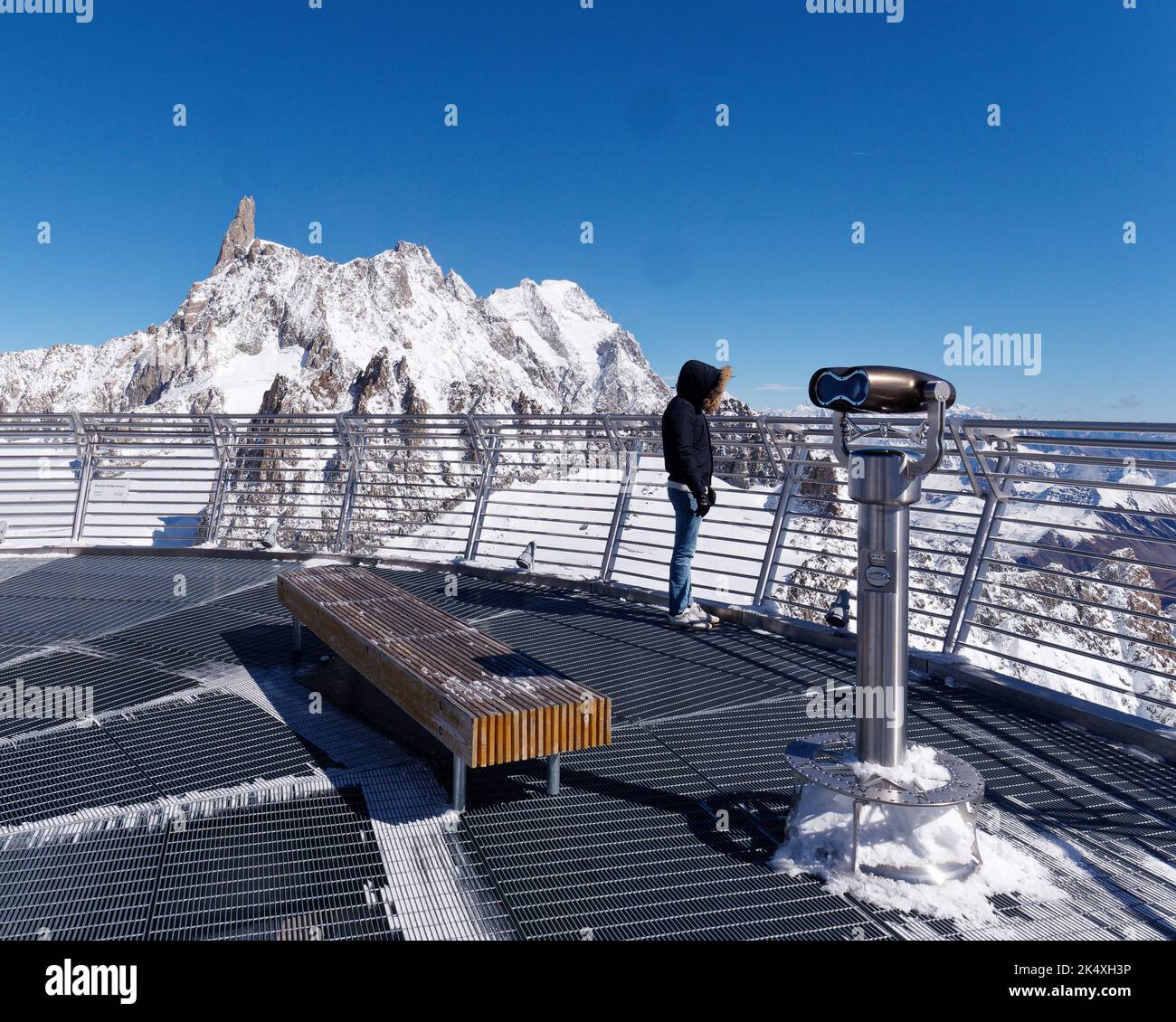 View from the top of Skyway Monte Bianco, a cable car system near ...