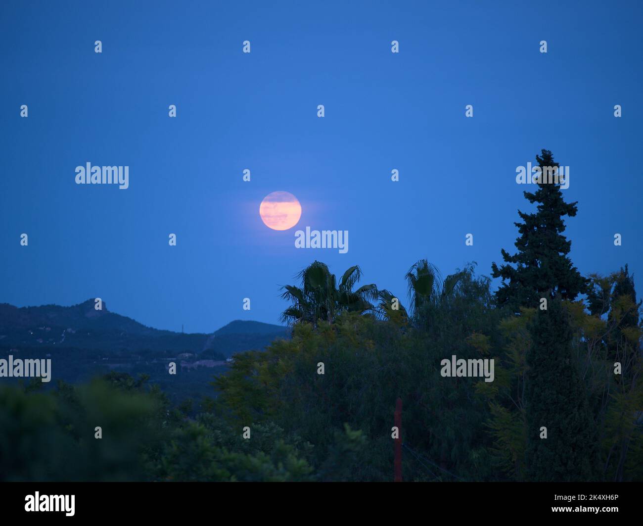 Beautiful moon in the dusk. Landscape format Stock Photo - Alamy