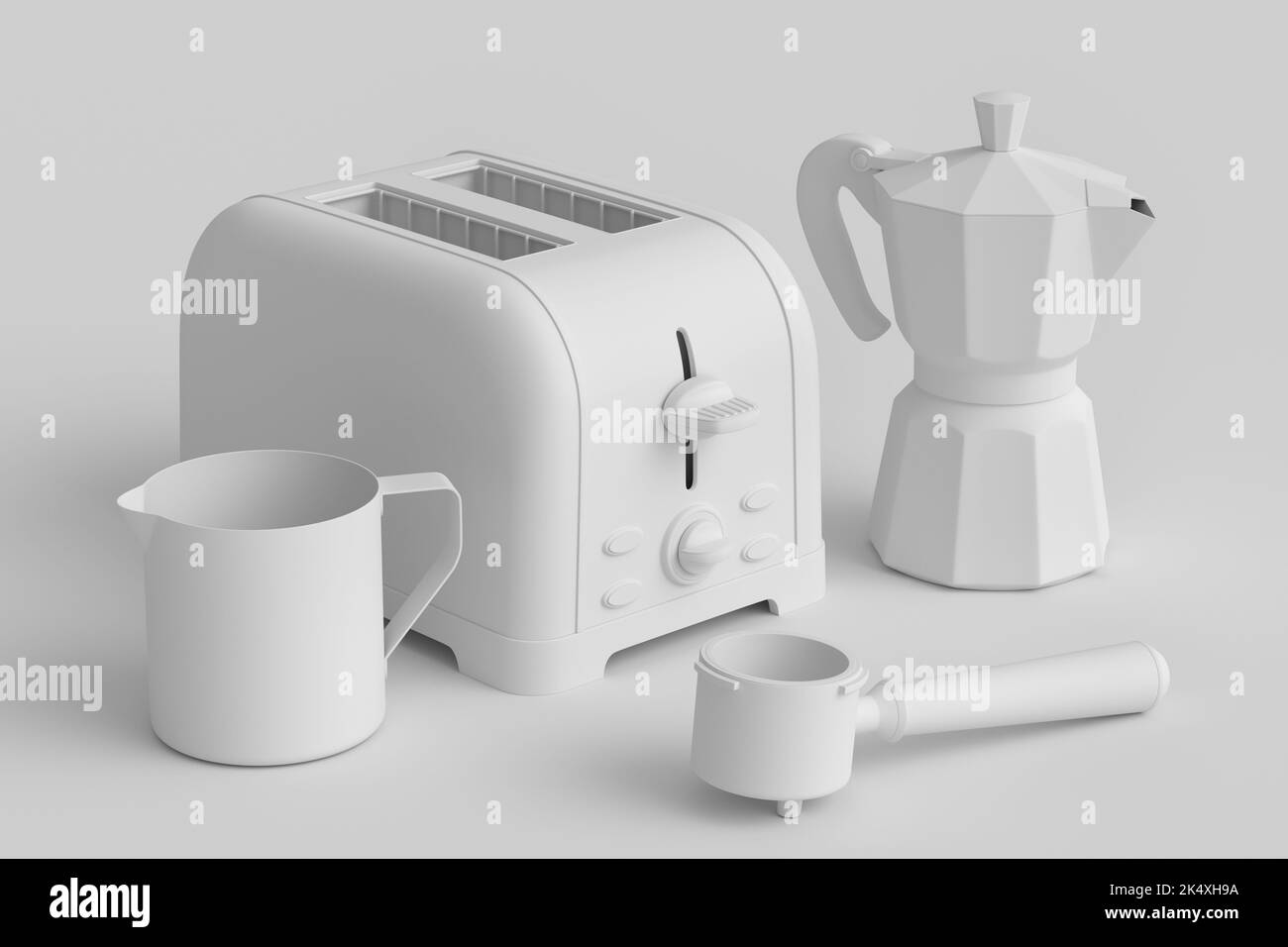 Toaster, coffee machine horn and geyser coffee maker for preparing ...