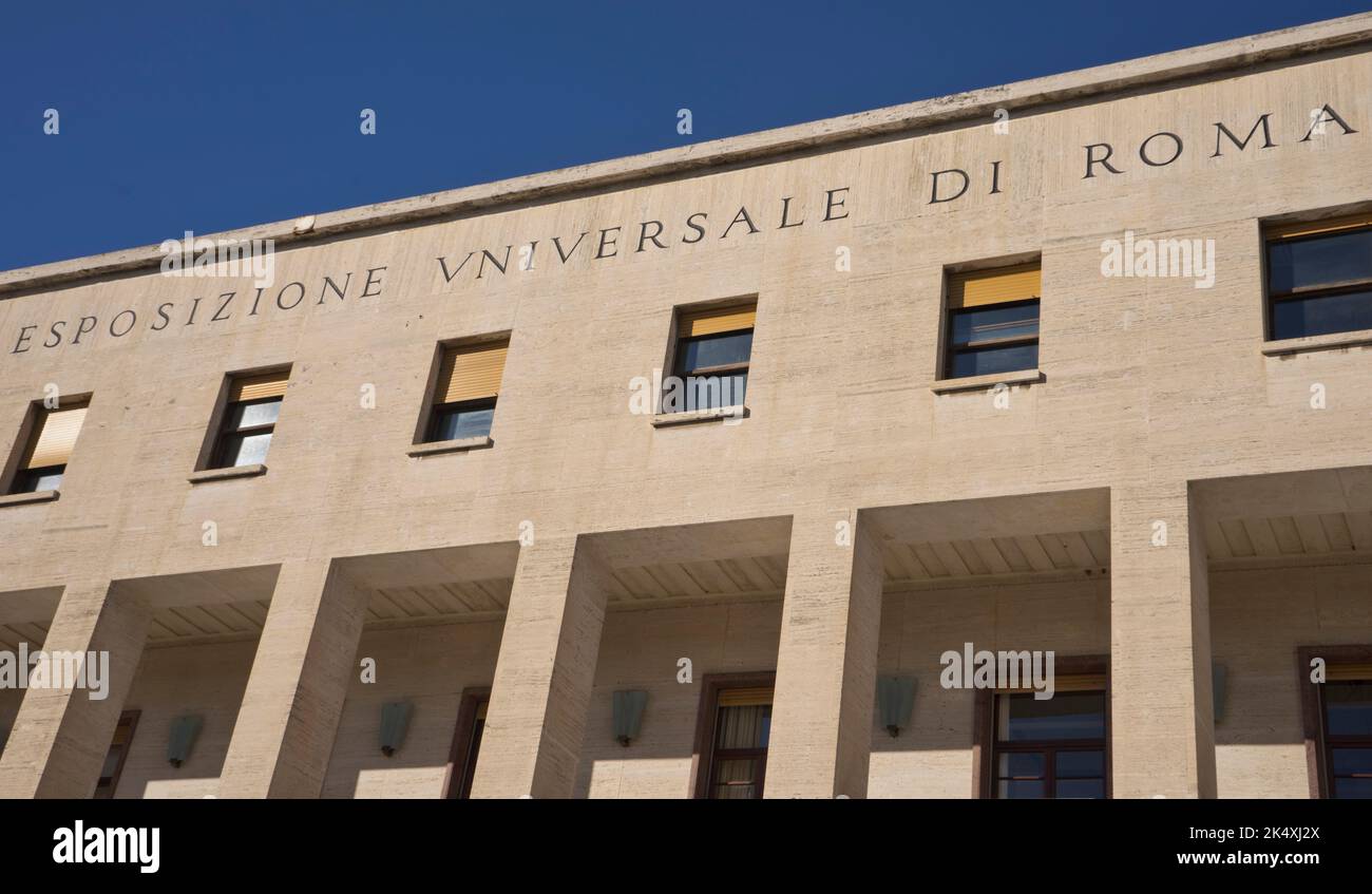 Views of buildings and statues at the EUR (Esposizione Universale Roma ...