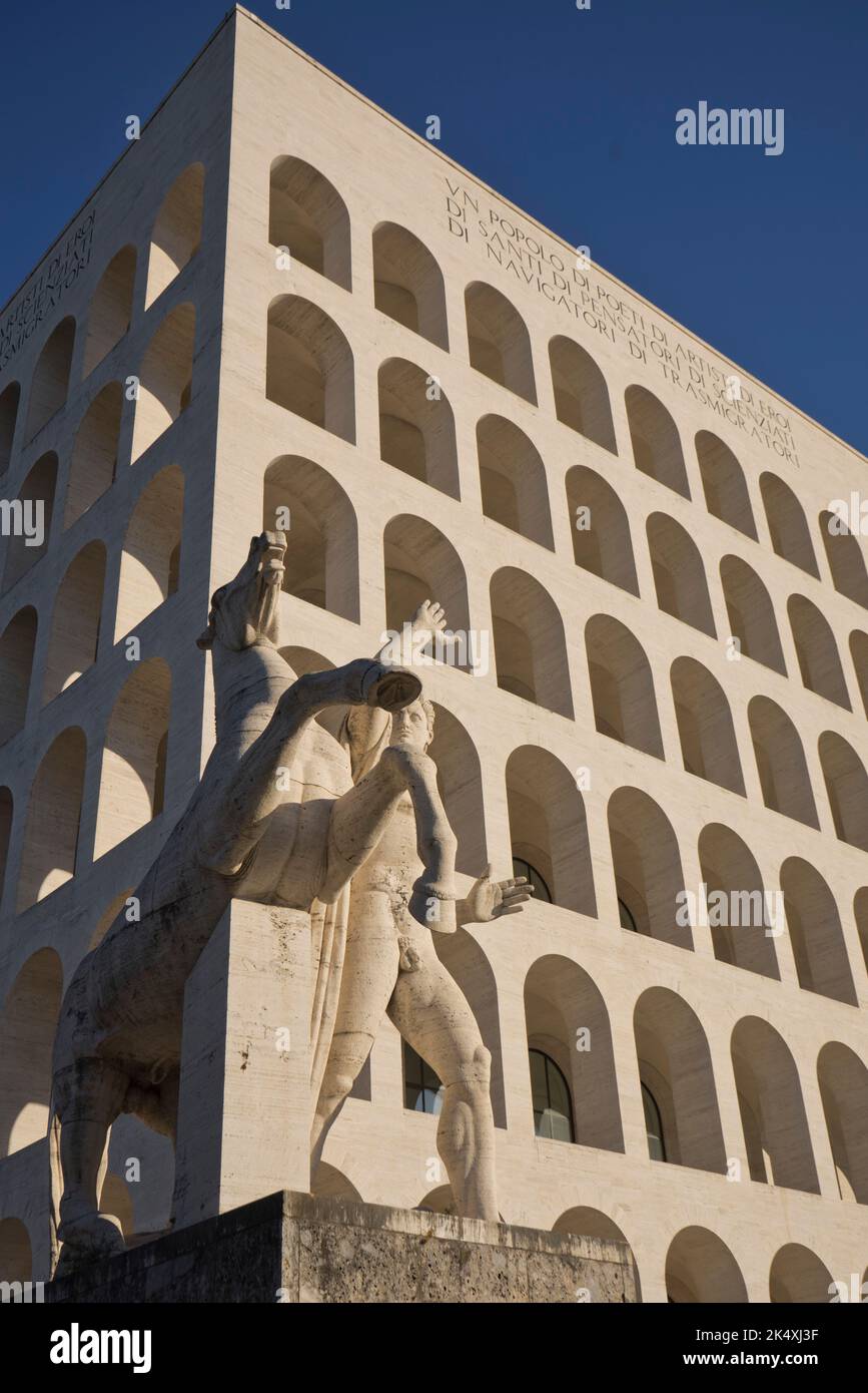 Views of buildings and statues at the EUR (Esposizione Universale Roma ...