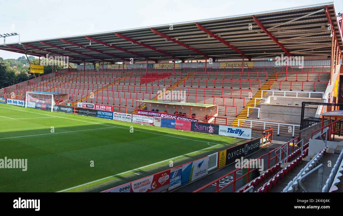 View of the grandstand known as the Big Bank at St James Park stadium ...