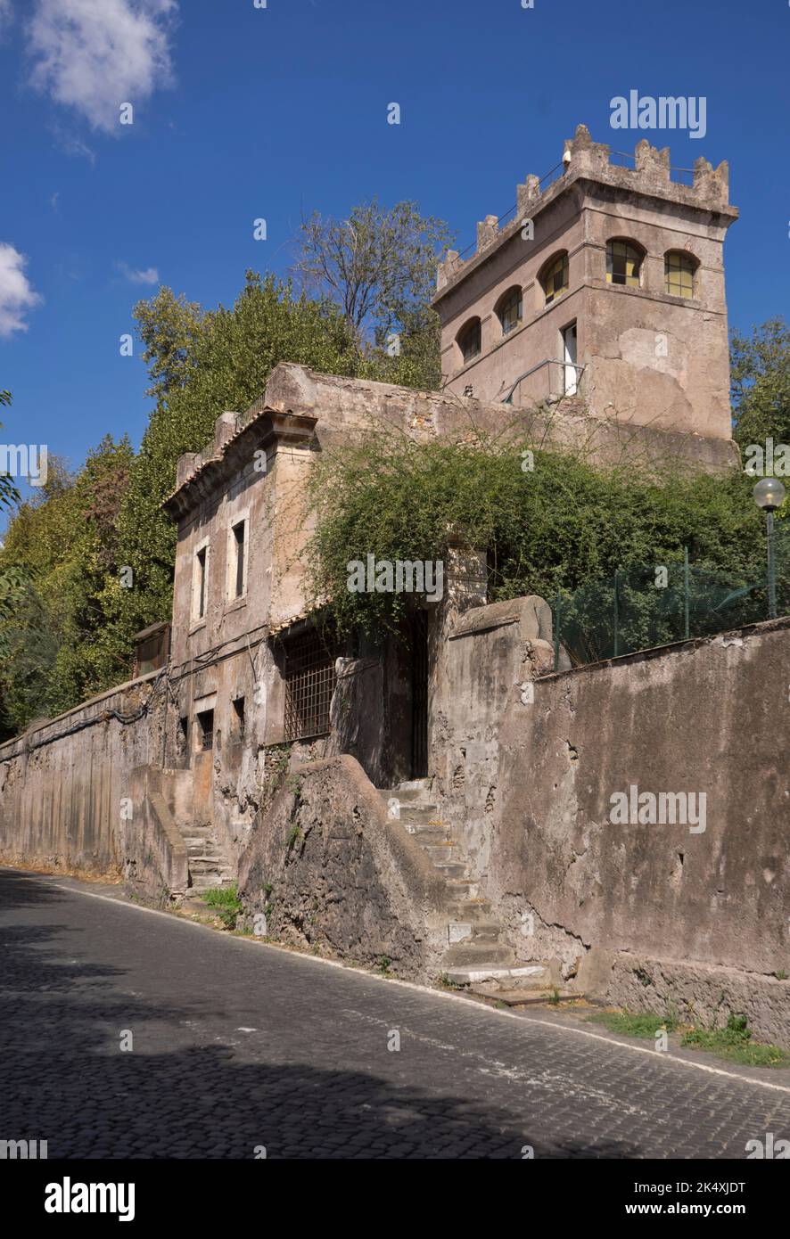 View of the ancient Appian Way Roman road near the catacombs christian ...
