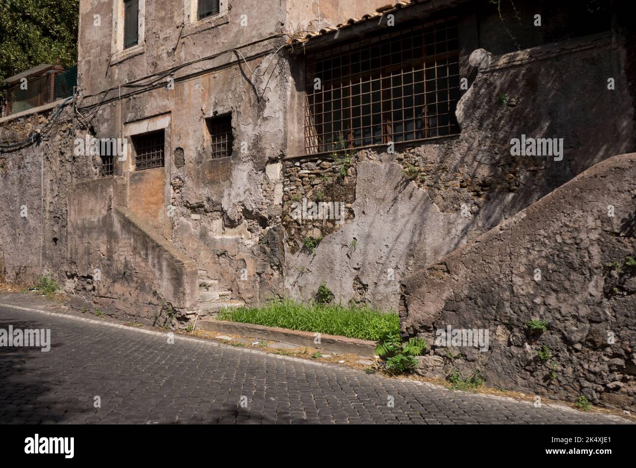 View of the ancient Appian Way Roman road near the catacombs christian ...