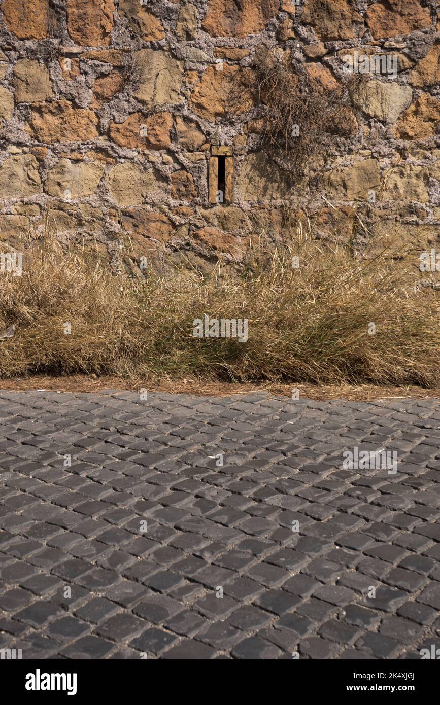 View of the ancient Appian Way Roman road near the catacombs christian ...