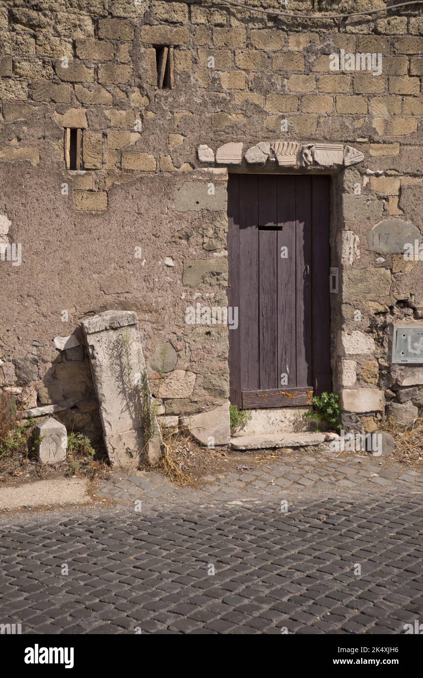 View of the ancient Appian Way Roman road near the catacombs christian ...
