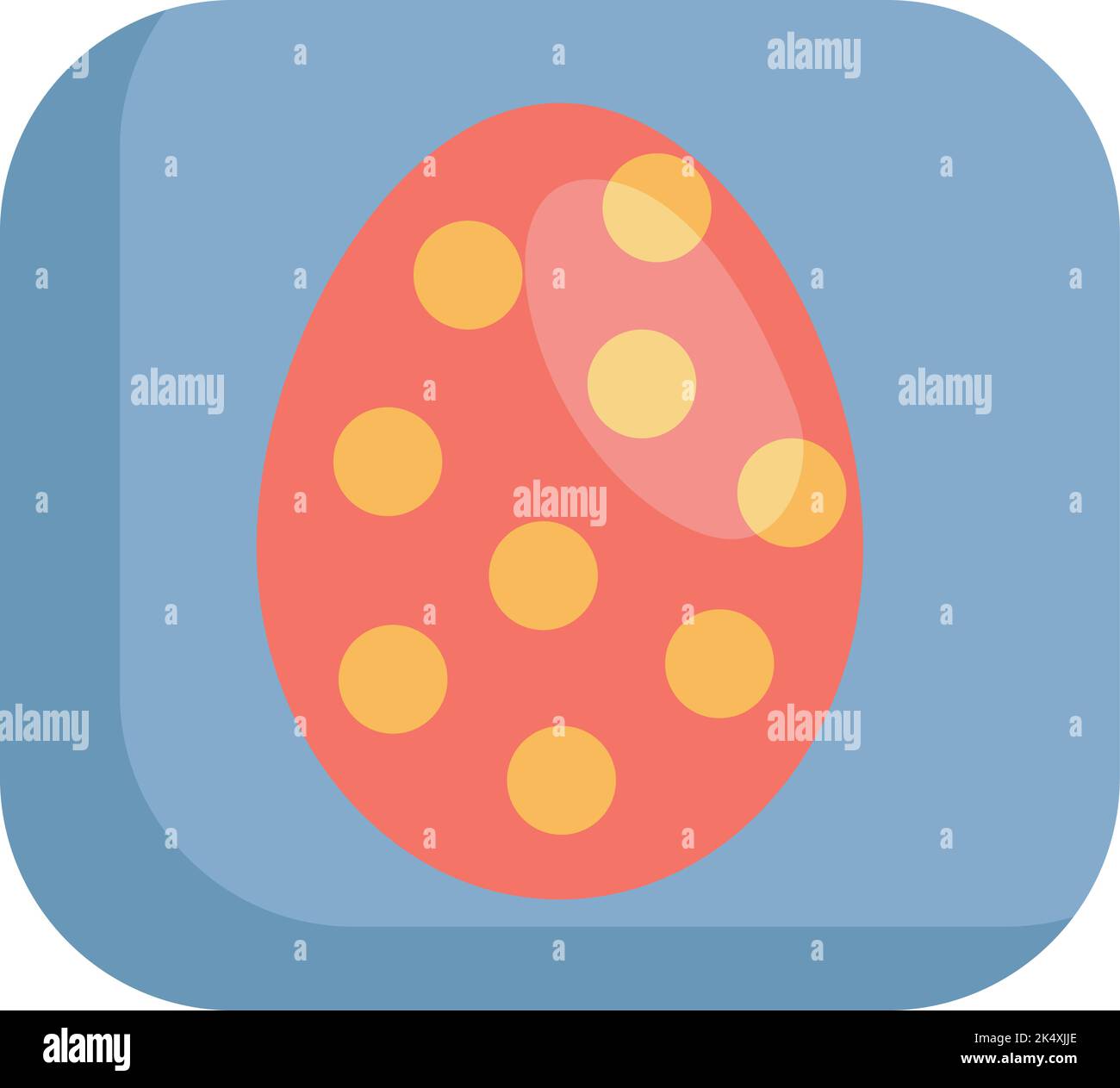 Red easter egg with yellow dots, illustration, vector on a white ...