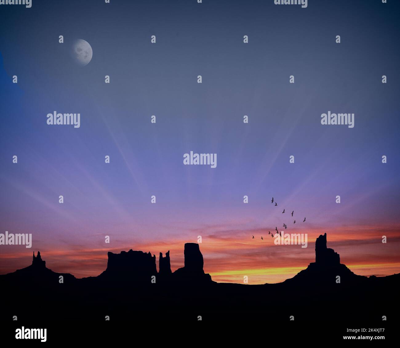 USA - ARIZONA: Moon over Monument Valley Navajo Tribal Park Stock Photo ...