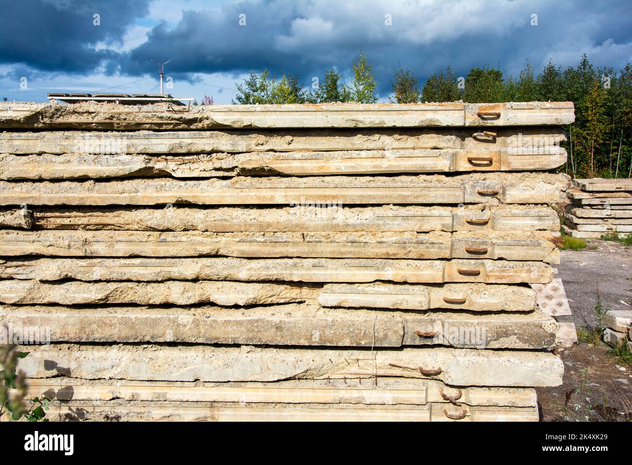 a stack of old dismantled concrete road slabs Stock Photo - Alamy