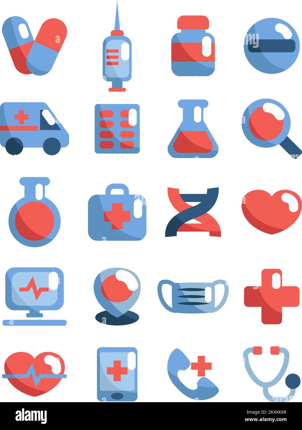 Health icon set, illustration, vector on a white background Stock ...